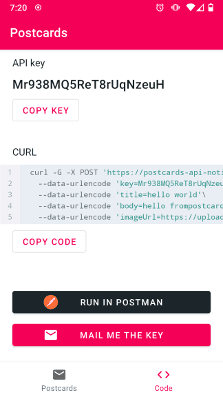 Postcards App: personal push notifications with an API call | Devpost