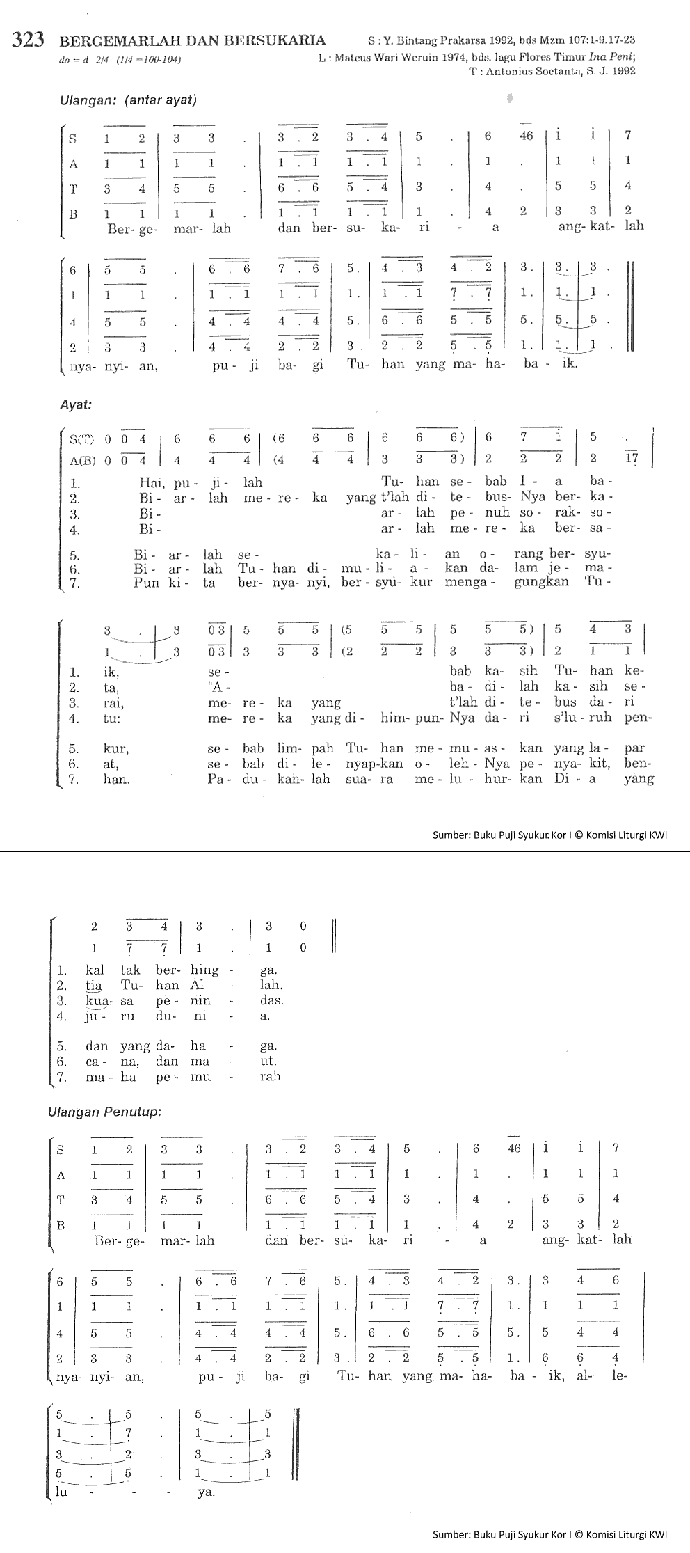 PS 323 - Bergemarlah dan Bersukaria | Lagu Misa KMK St. Thomas Aquinas ...