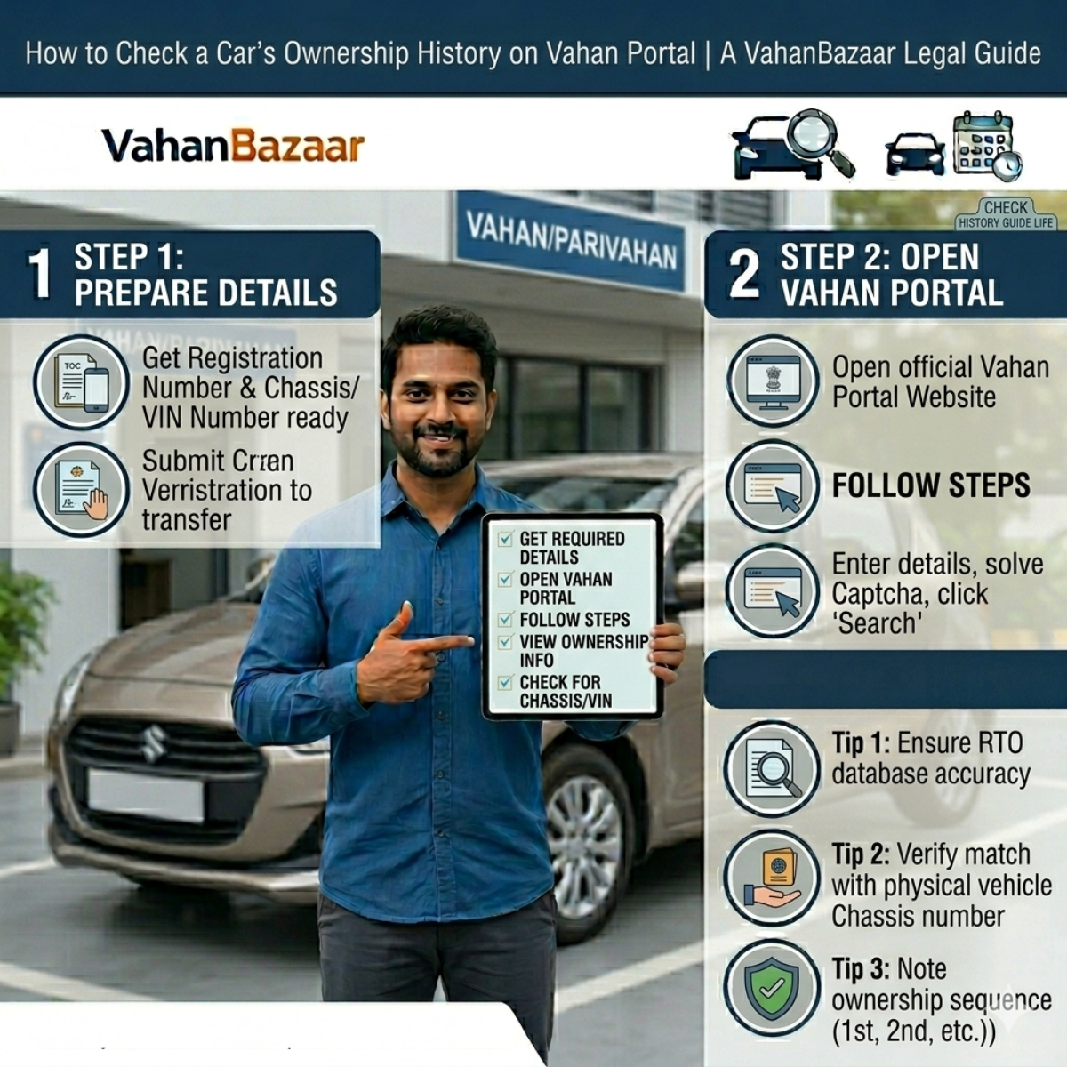 Check Car Ownership History on Vahan Portal | VahanBazaar