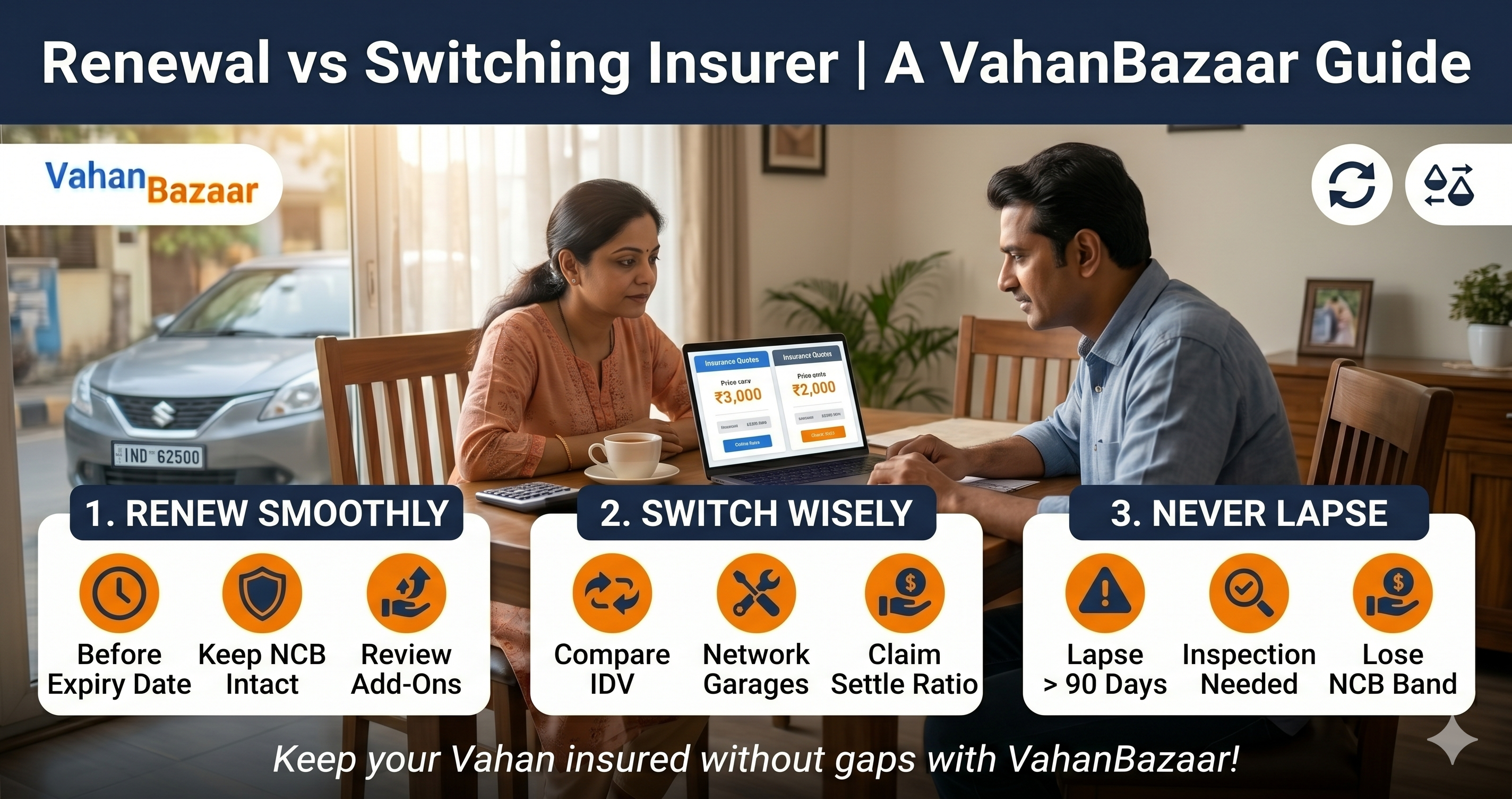 Insurance Renewal vs Switching to New Policy India 2026 | VahanBazaar