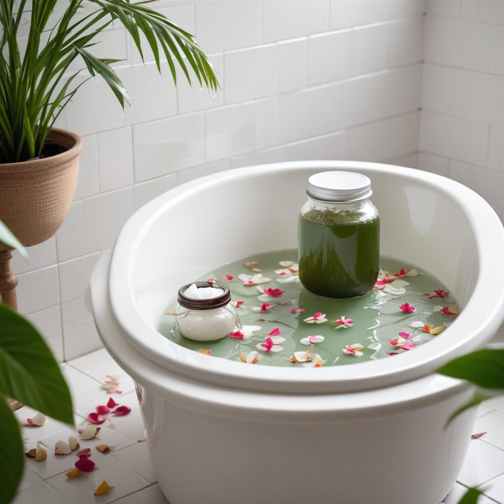 What are the benefits of a coconut oil bath for glowing skin?