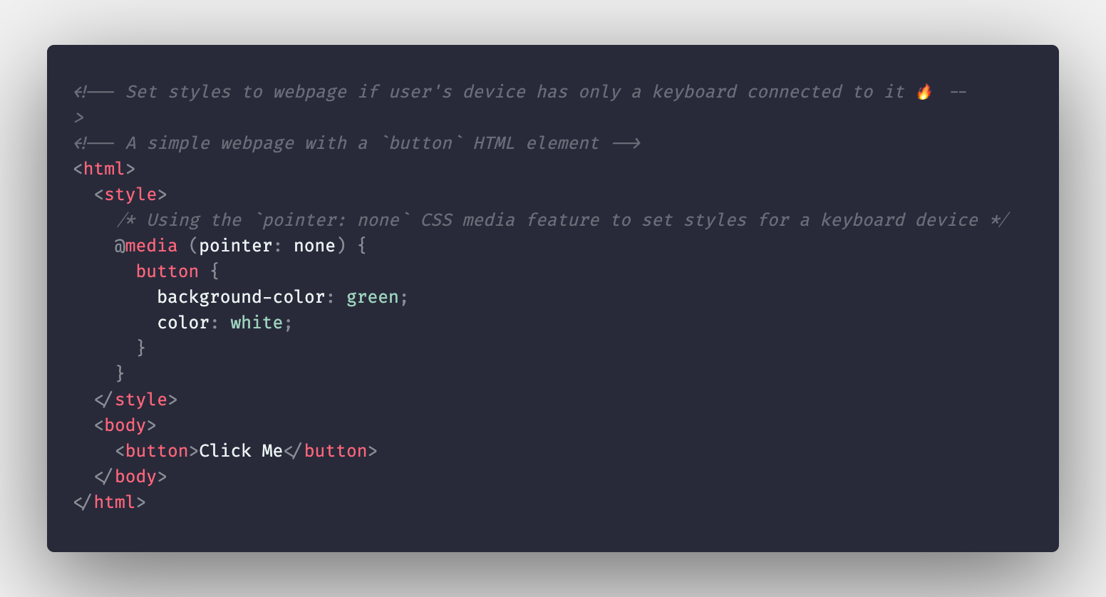 How To Set Styles To A Webpage If A Users Device Has Only A Keyboard Connected To It Using Css