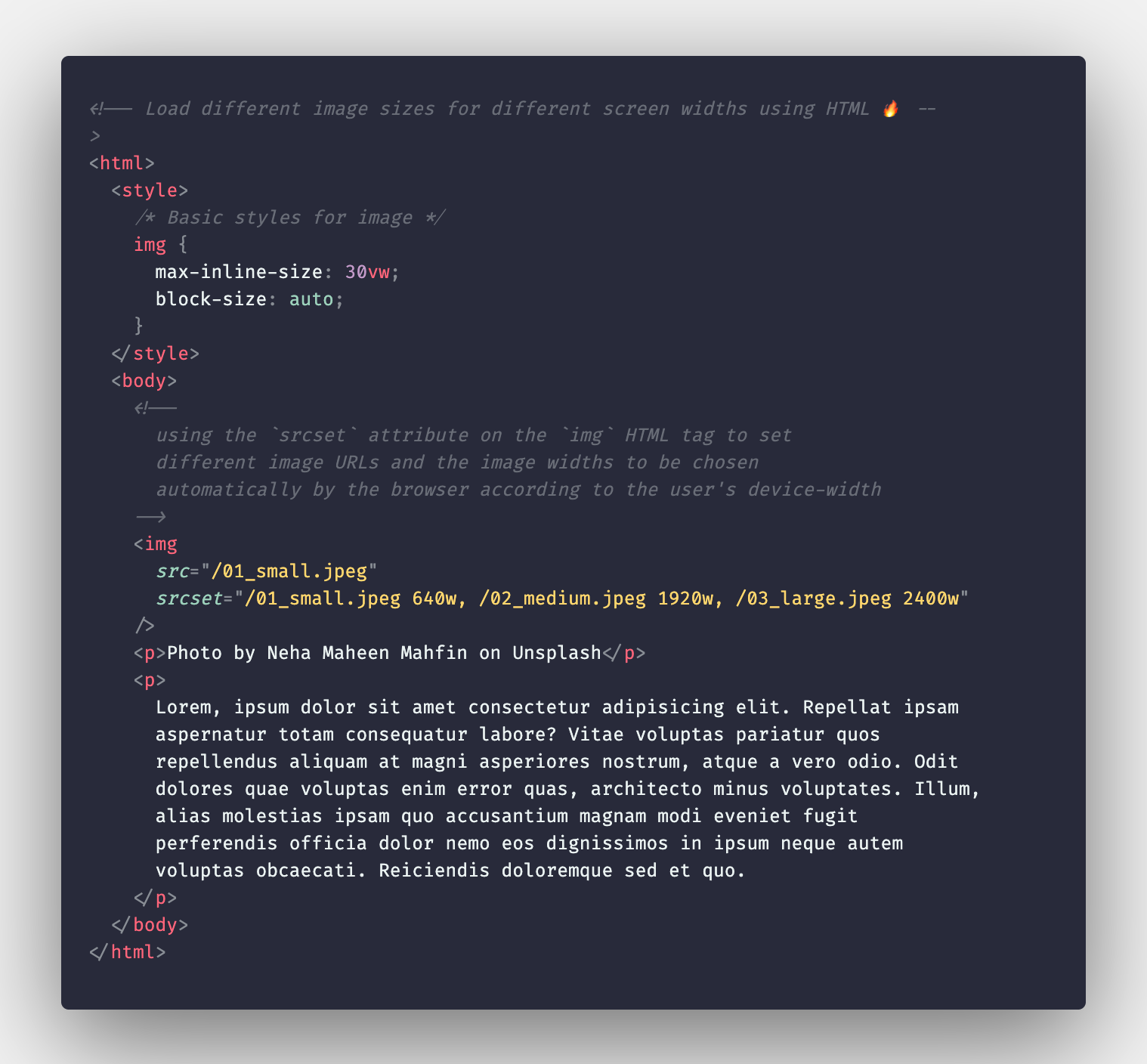 How to load images of different sizes on different screen widths using HTML? | MELVIN GEORGE