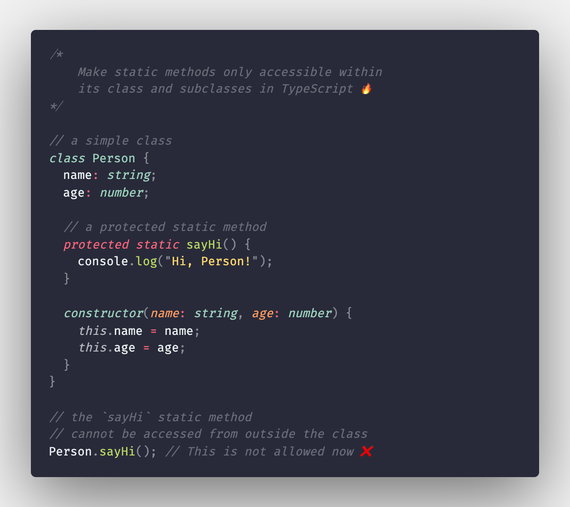 How To Make A Static Method Accessible Only In Its Class And Subclasses In Typescript Melvin 3635