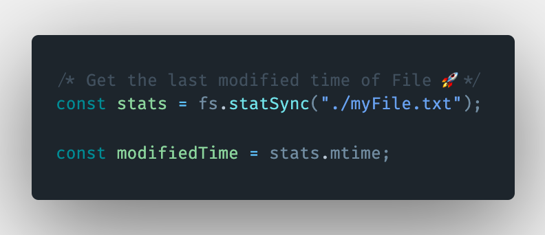 How to get the last modified time of the file synchronously using Node.js? | MELVIN GEORGE
