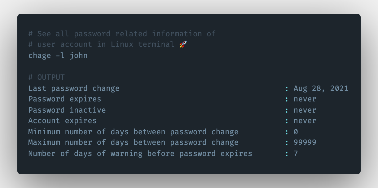 How to see all the password-related information of a user account in ...