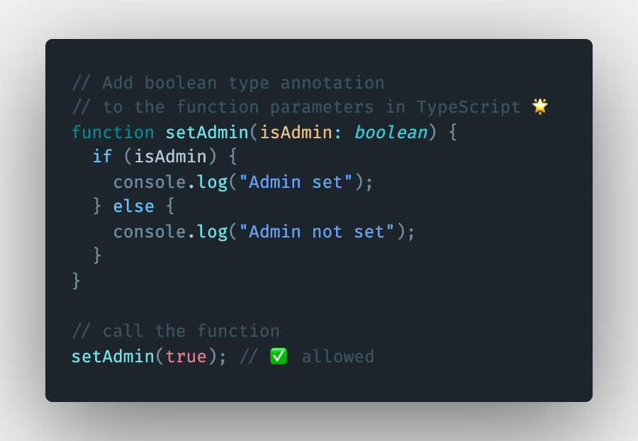 How To Add A Boolean Type Annotation To A Function Parameter In Typescript Melvin George