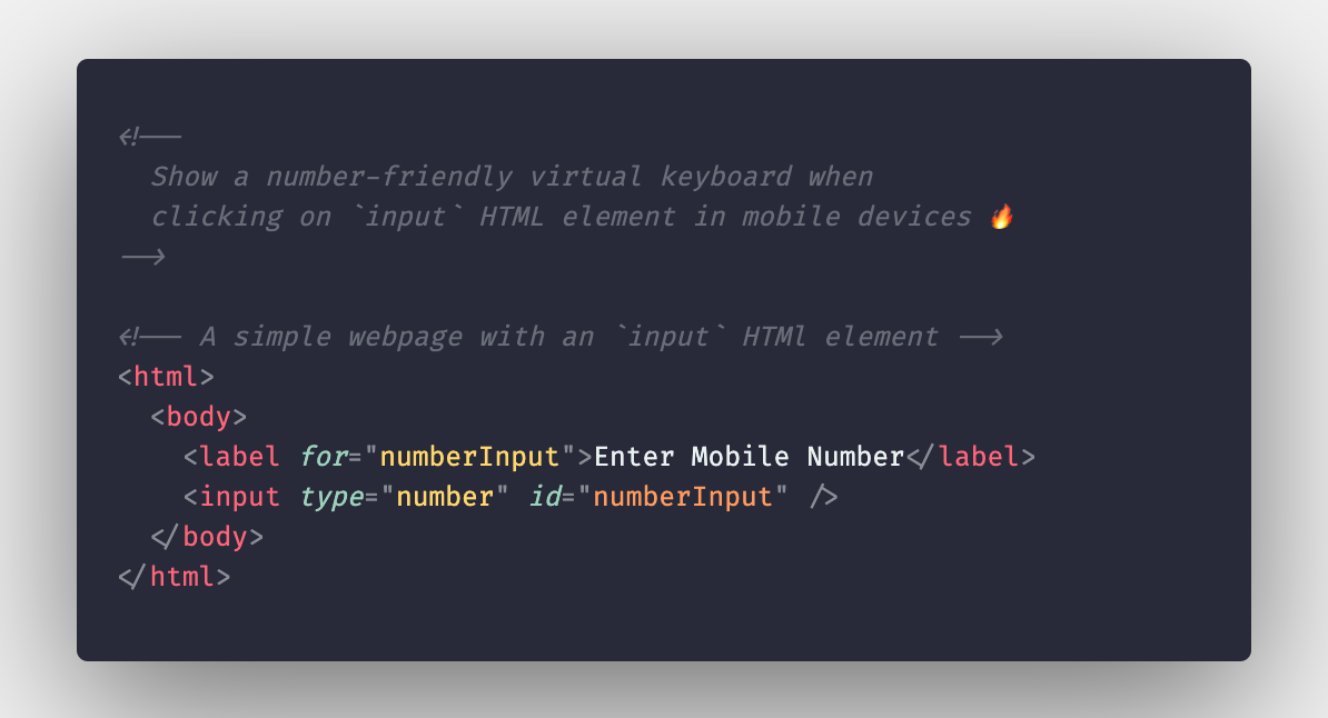 How to show a number-friendly virtual keyboard when clicking on an input HTML element on mobile ...