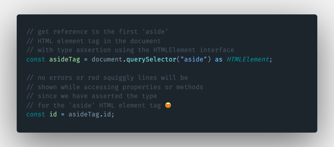How to get or access the properties and methods of aside HTML element tags without errors in ...