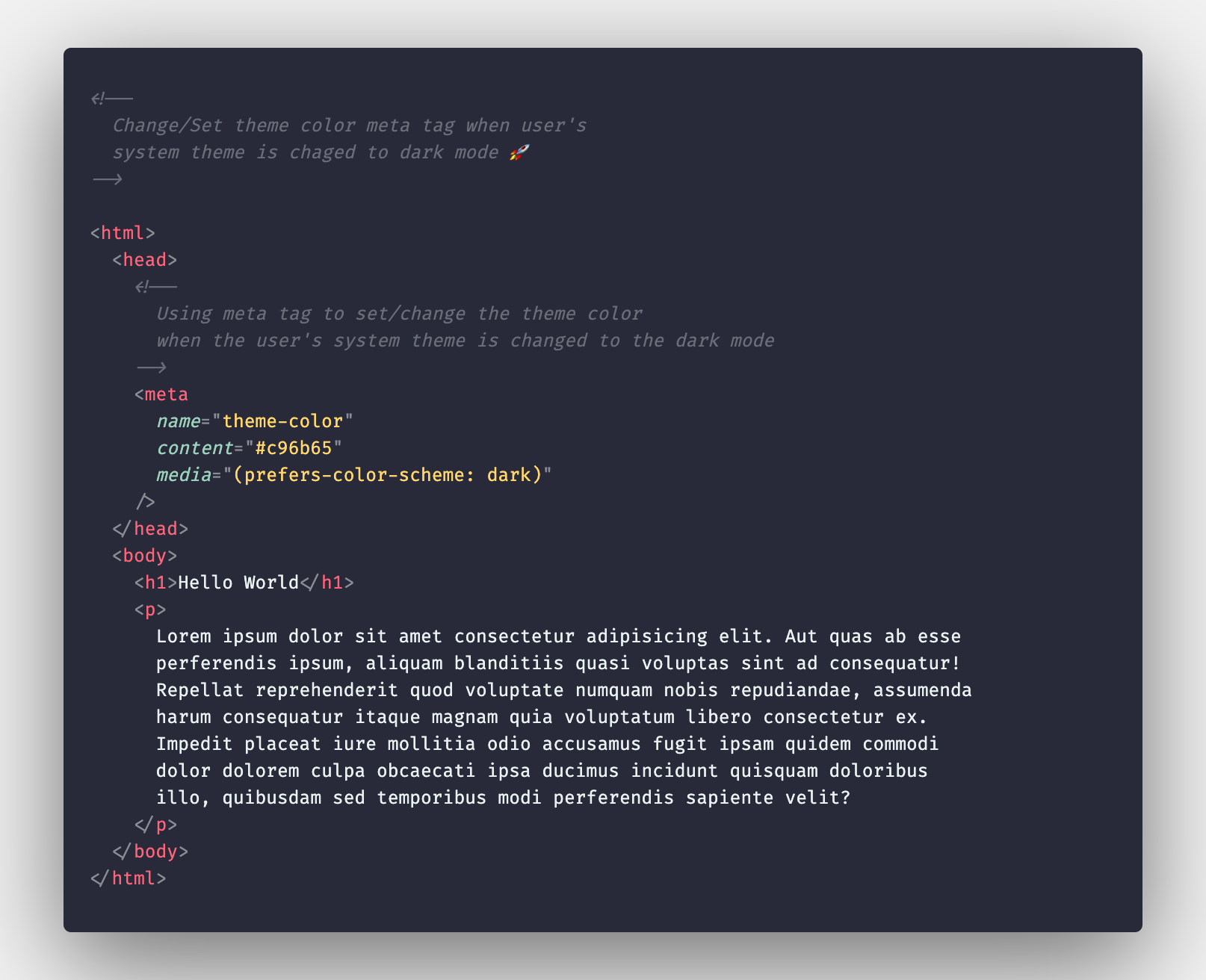 How to change the theme color of the website when the user's system theme is changed to dark ...