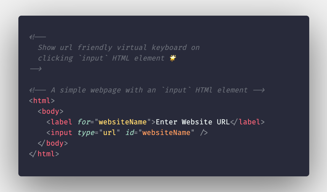 How to show a URL-friendly virtual keyboard when clicking on an input HTML element on mobile ...
