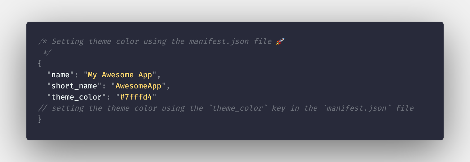 How to change the color of the browser tab according to the website theme color using the ...