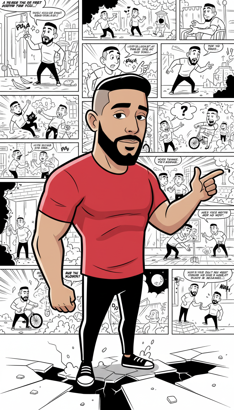 Bold Cartoon Hero in Comic Strip World | Meu PromptBox