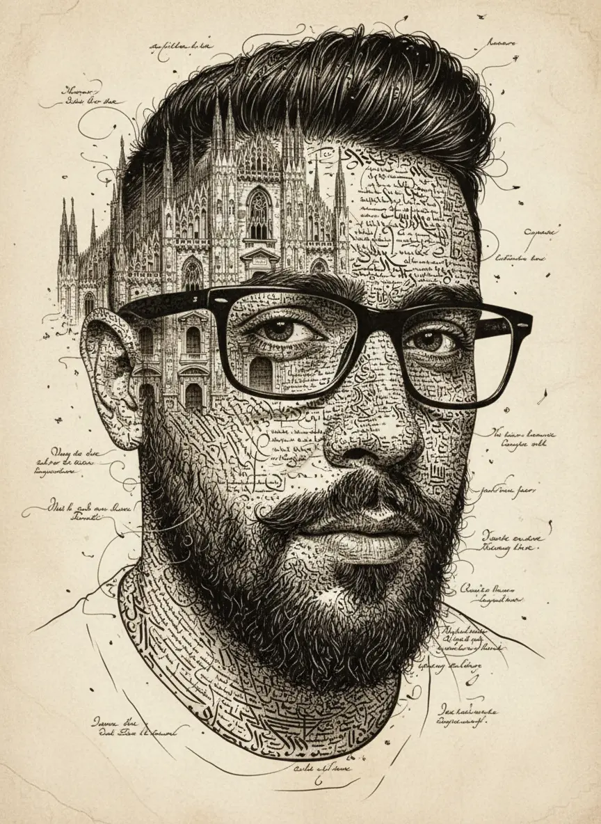 Surreal Calligraphic Portrait With Duomo di Milano Integration | Meu ...