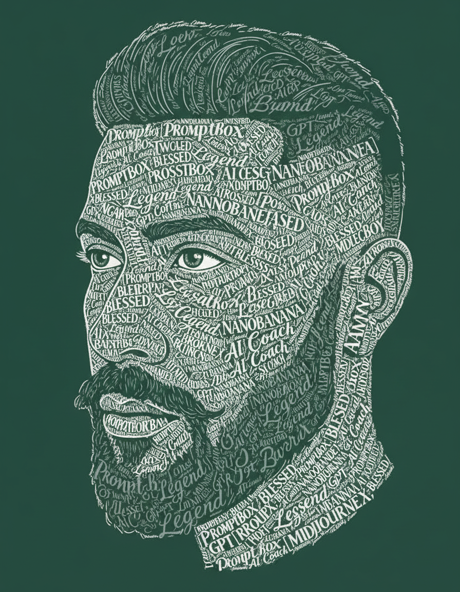 Typographic Calligraphy Portrait Face Profile Template | Meu PromptBox