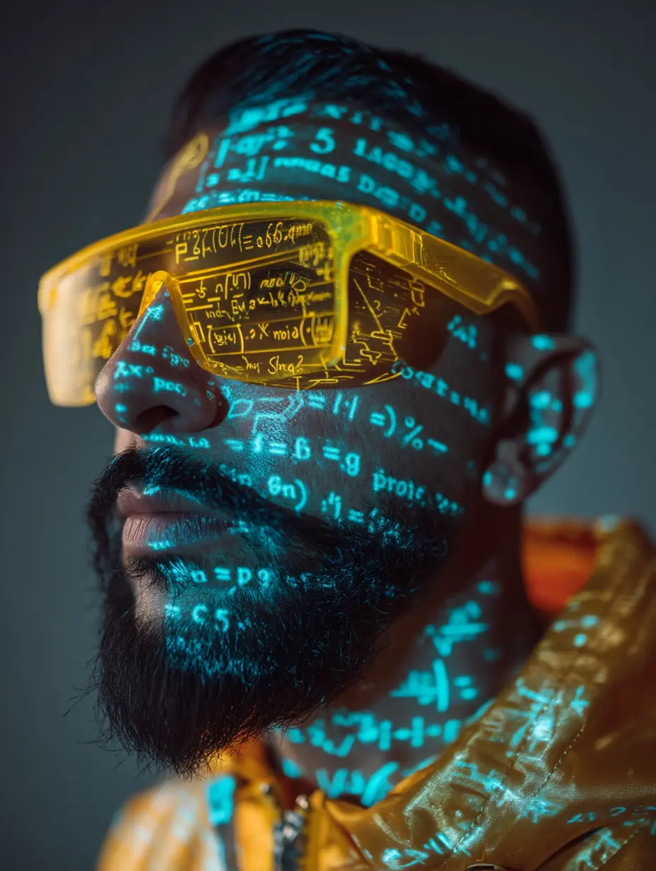 Futuristic Holographic Math Projection Portrait Template | My PromptBox