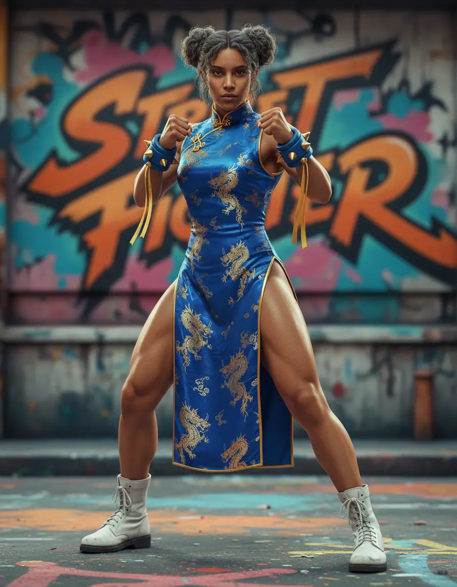 Hyper-Realistic Female Fighter Cinematic Full Body Template | My PromptBox