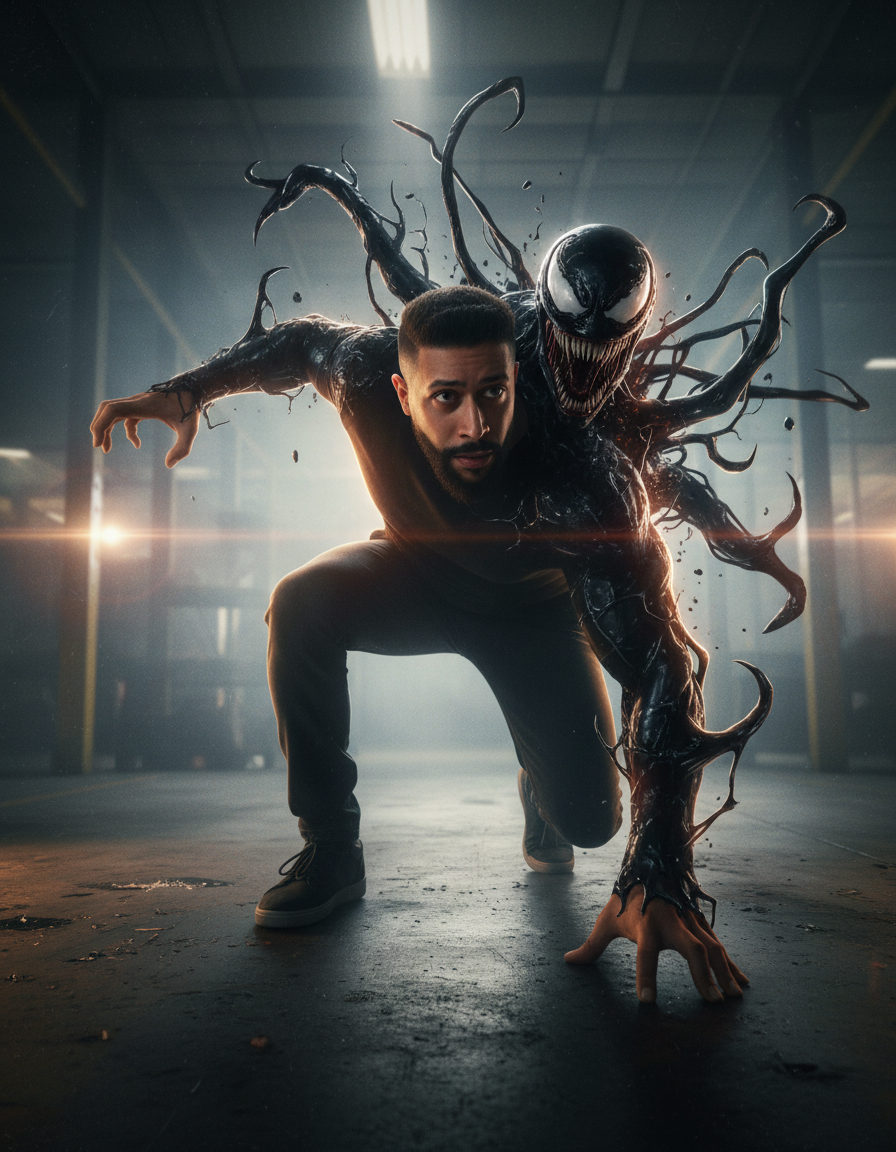 Ultra-Realistic Cinematic Symbiote Action Scene – MJ Face Reference ...