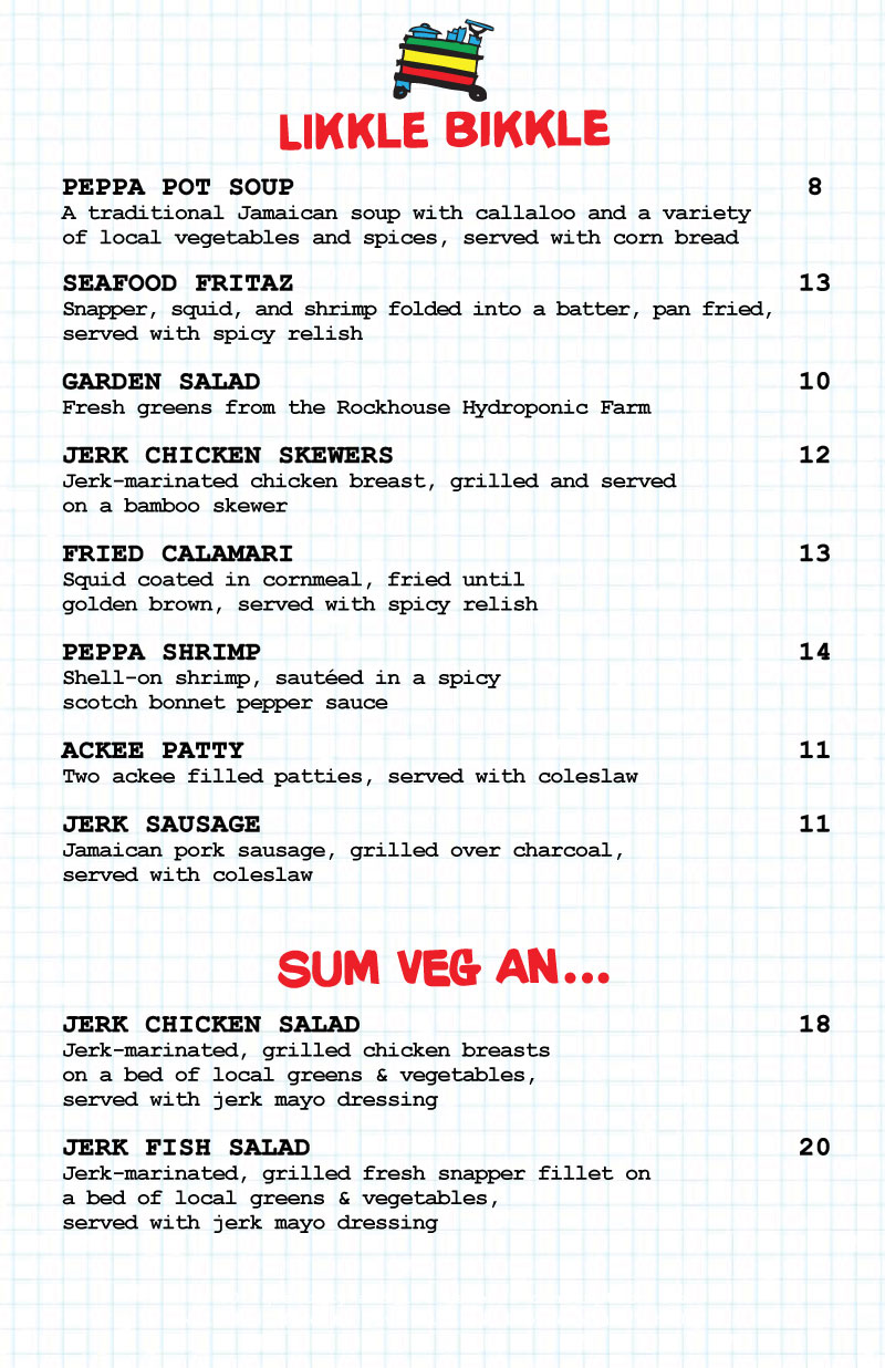 Rockhouse pushcart Menu