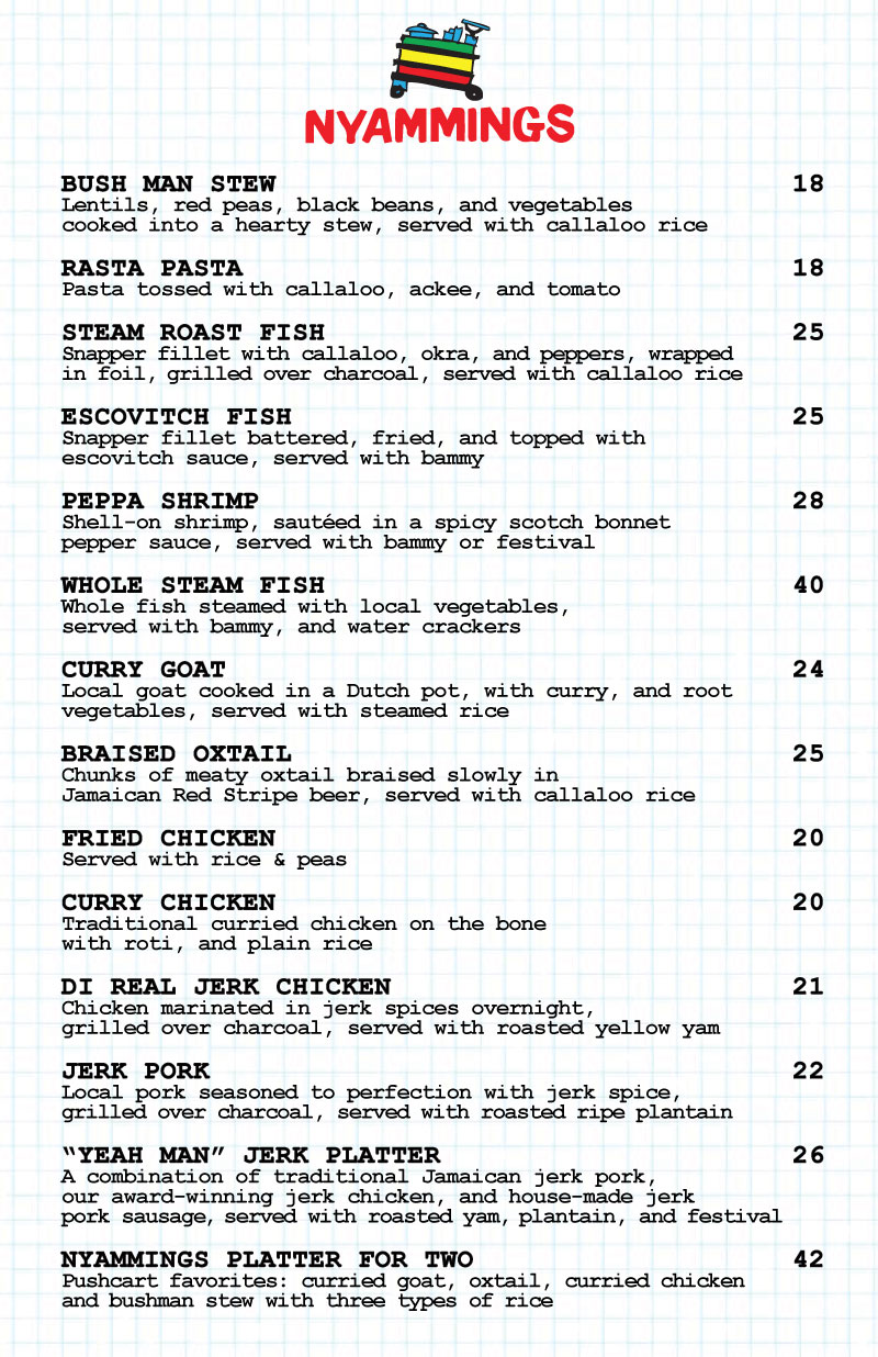 Rockhouse pushcart Menu