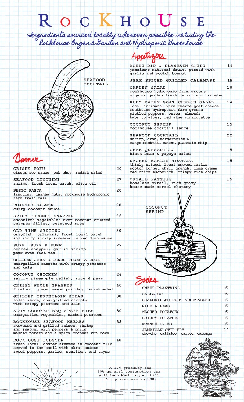 Rockhouse dinner Menu