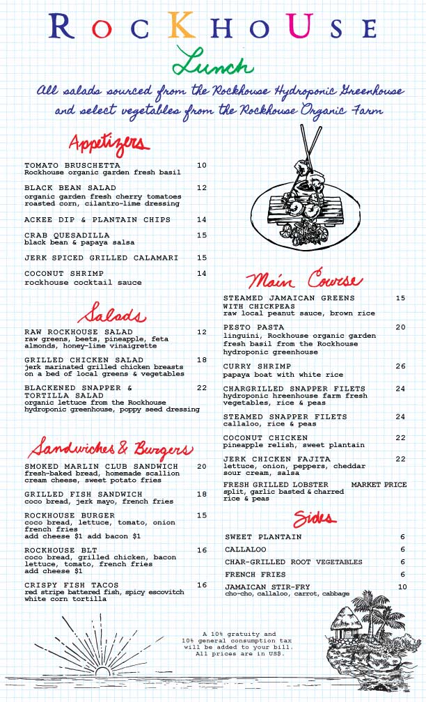 Rockhouse Lunch Menu – Rockhouse Hotel & Spa