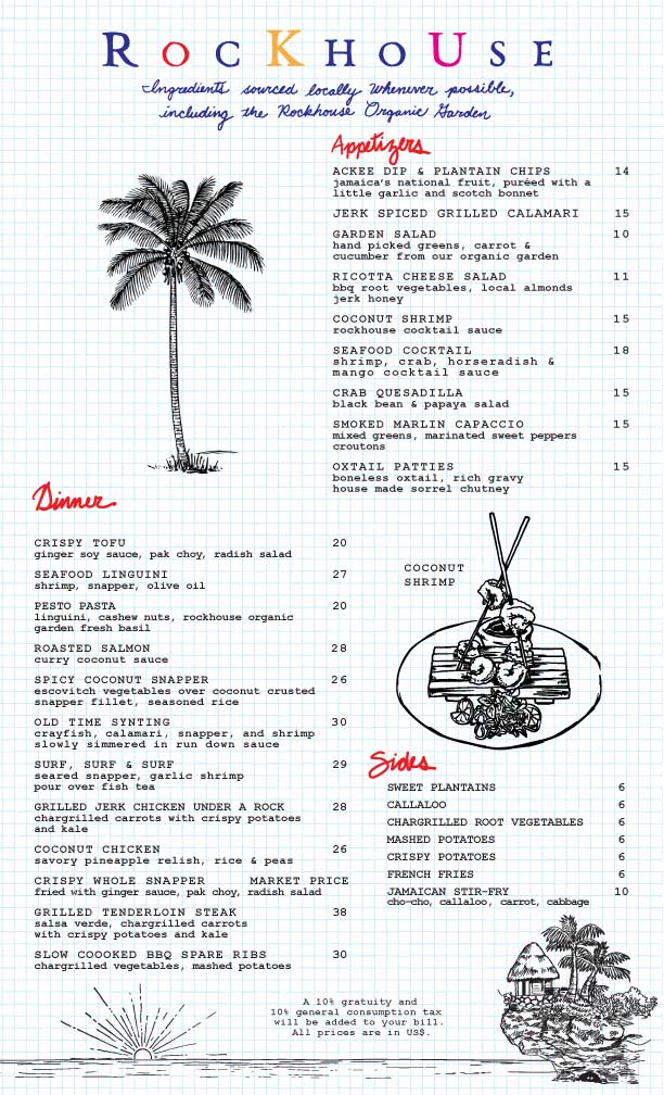 Rockhouse Dinner Menu – Rockhouse Hotel & Spa