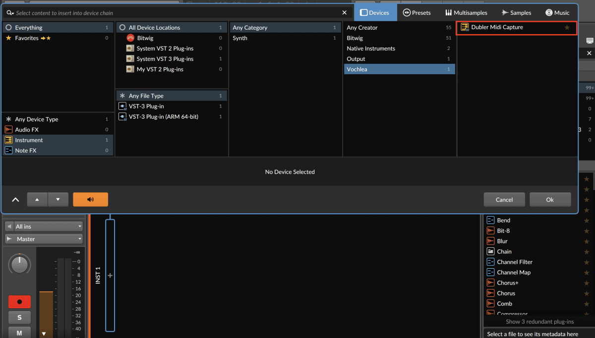 How to use Dubler 2 with Bitwig