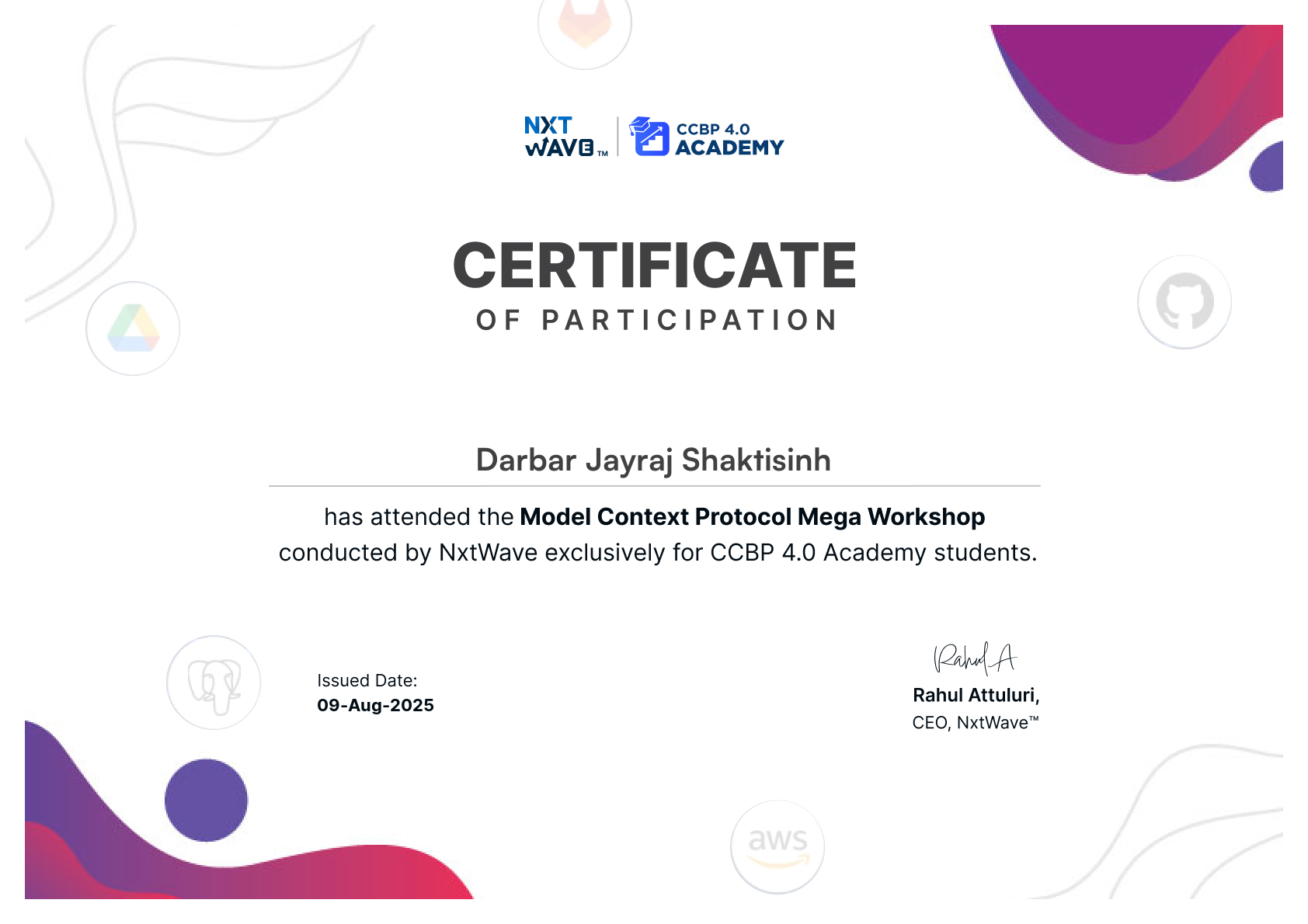 Jayraj Darbar - Fellow at NxtWave’s CCBP 4.0 Academy | Knows Python, Front End Development ...