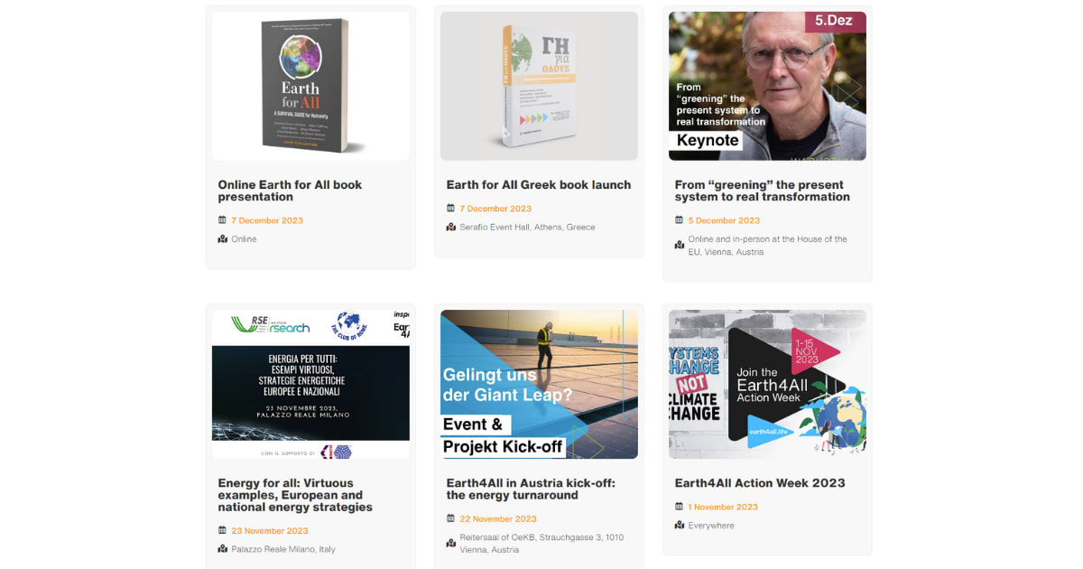 Earth4All | Upcoming events