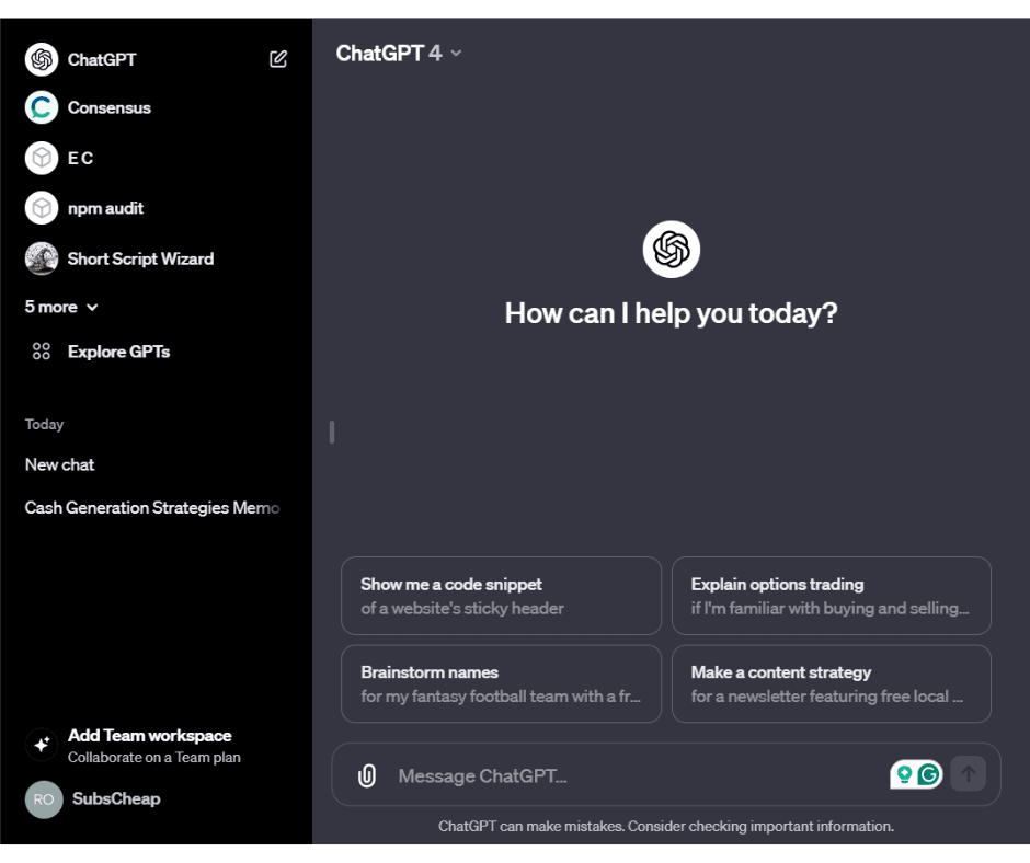 ChatGPT Plus - SubsCheap