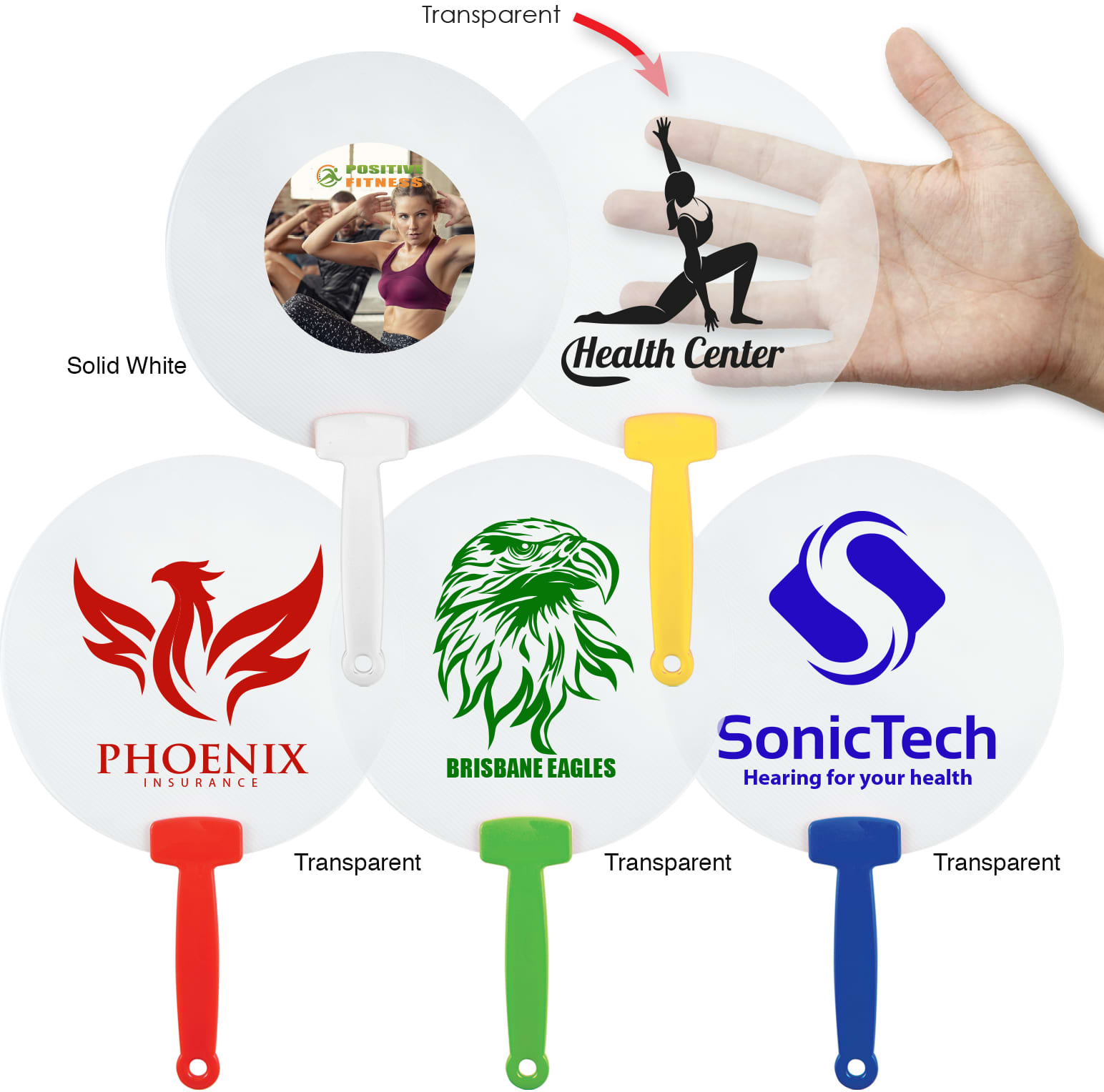 With Your Logo Hand Coloured Held Plastic Fan