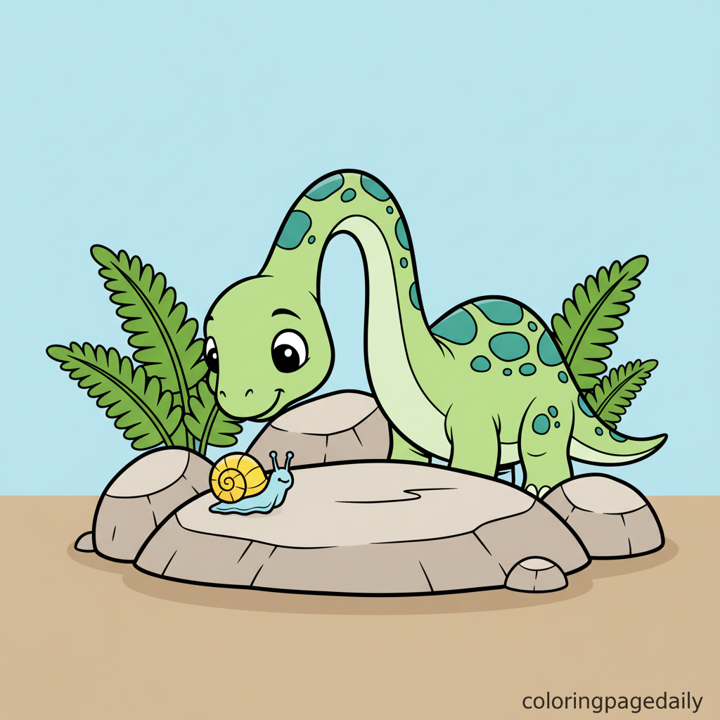 Baby Diplodocus Discovery - Printable Coloring Page