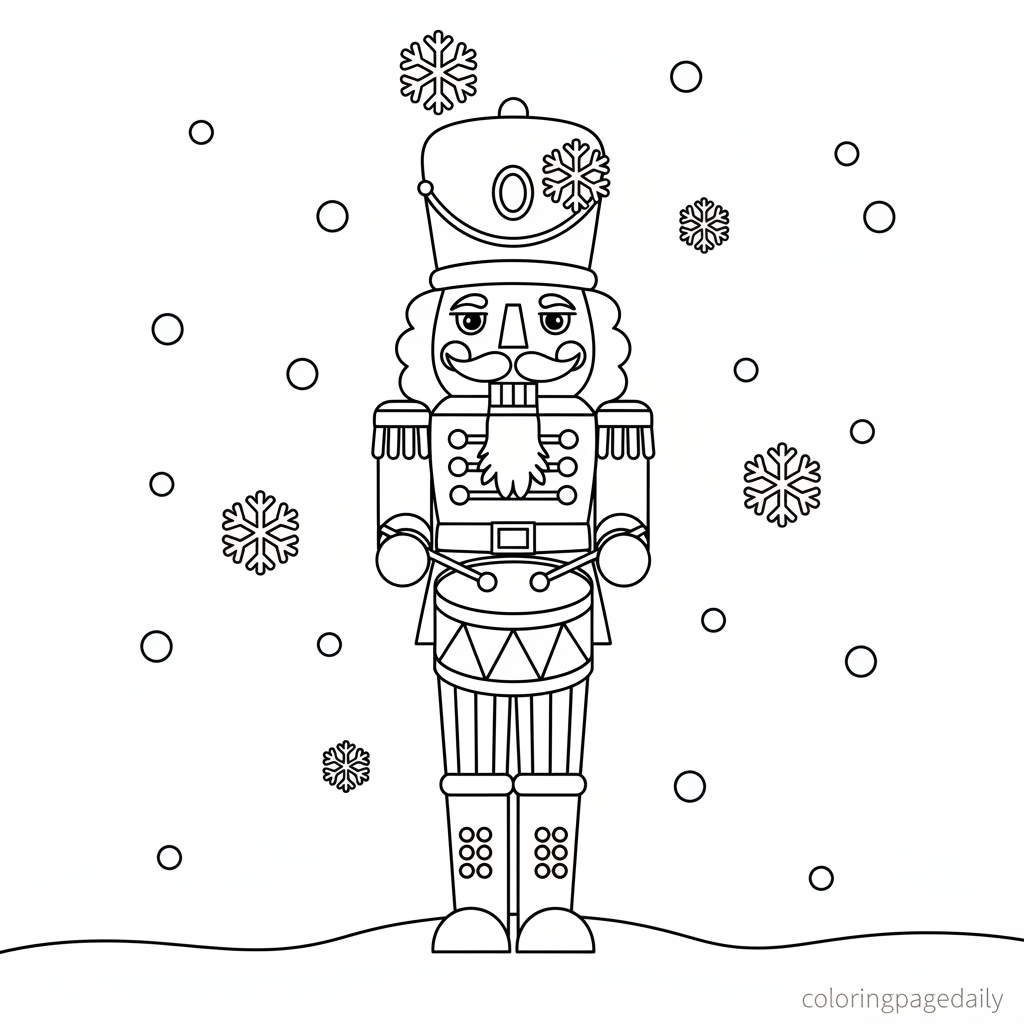 Festive Nutcracker Soldier - Printable Coloring Page