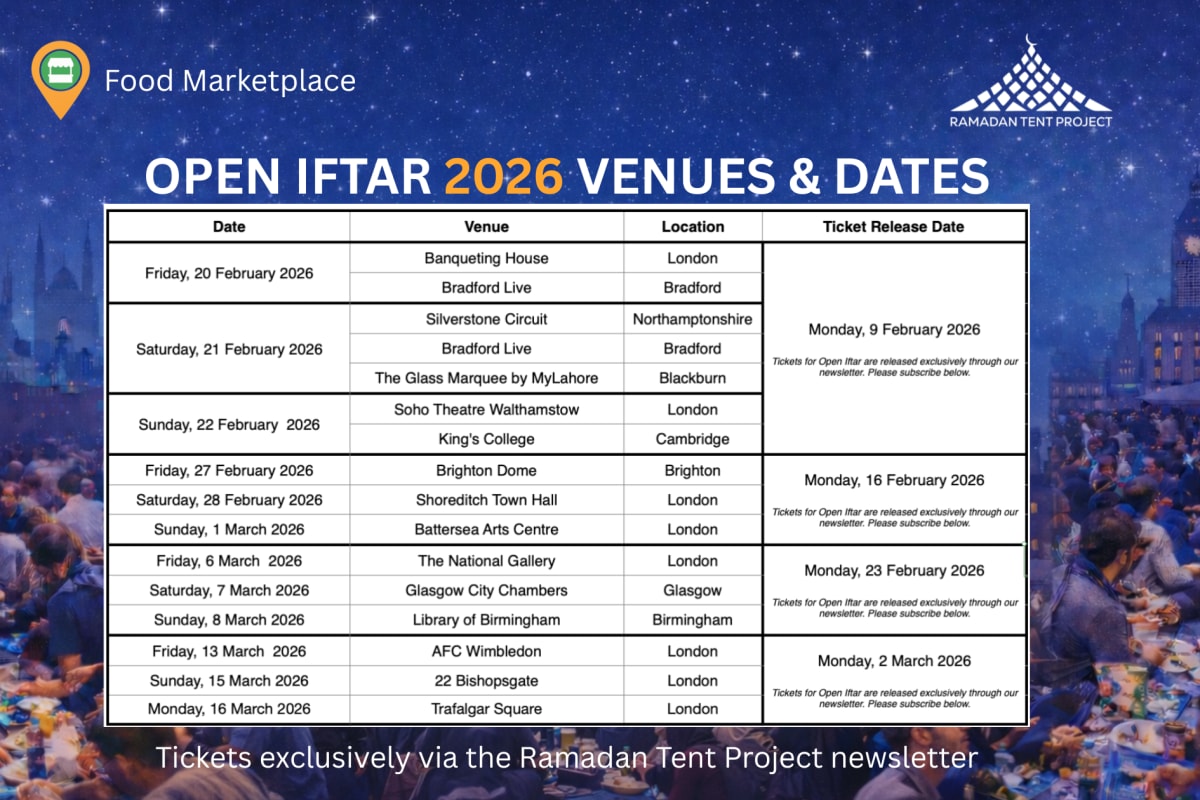 Open Iftar 2026: Free Community Iftar Dates, Venues & Tickets UK