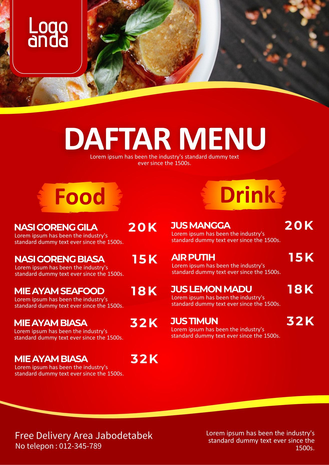 daftar menu makanan | Tristan Smart