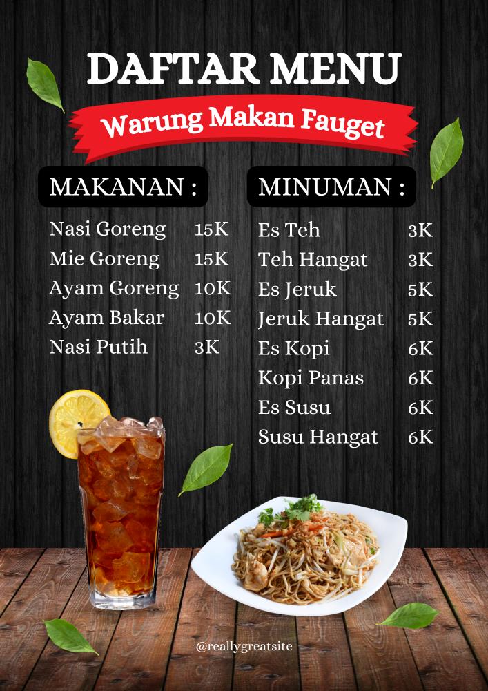 daftar menu makanan | Tristan Smart