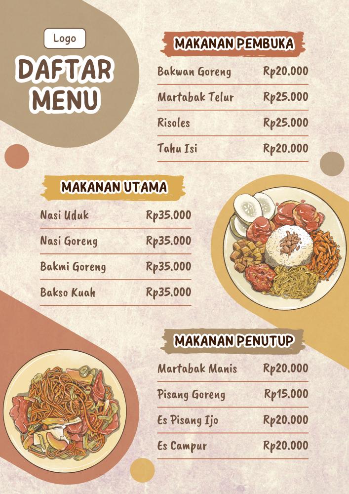 daftar menu makanan | Tristan Smart