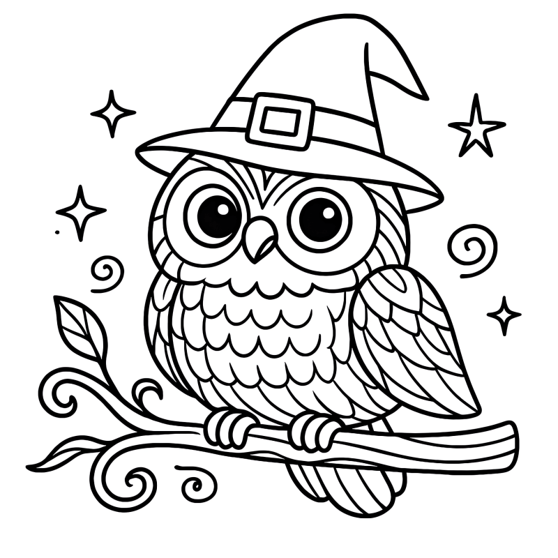 simple owl coloring pages for adults