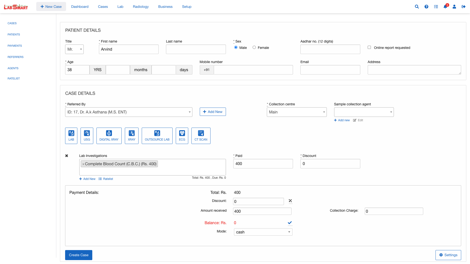 Patient registration and billing | Diagnostic centre management system