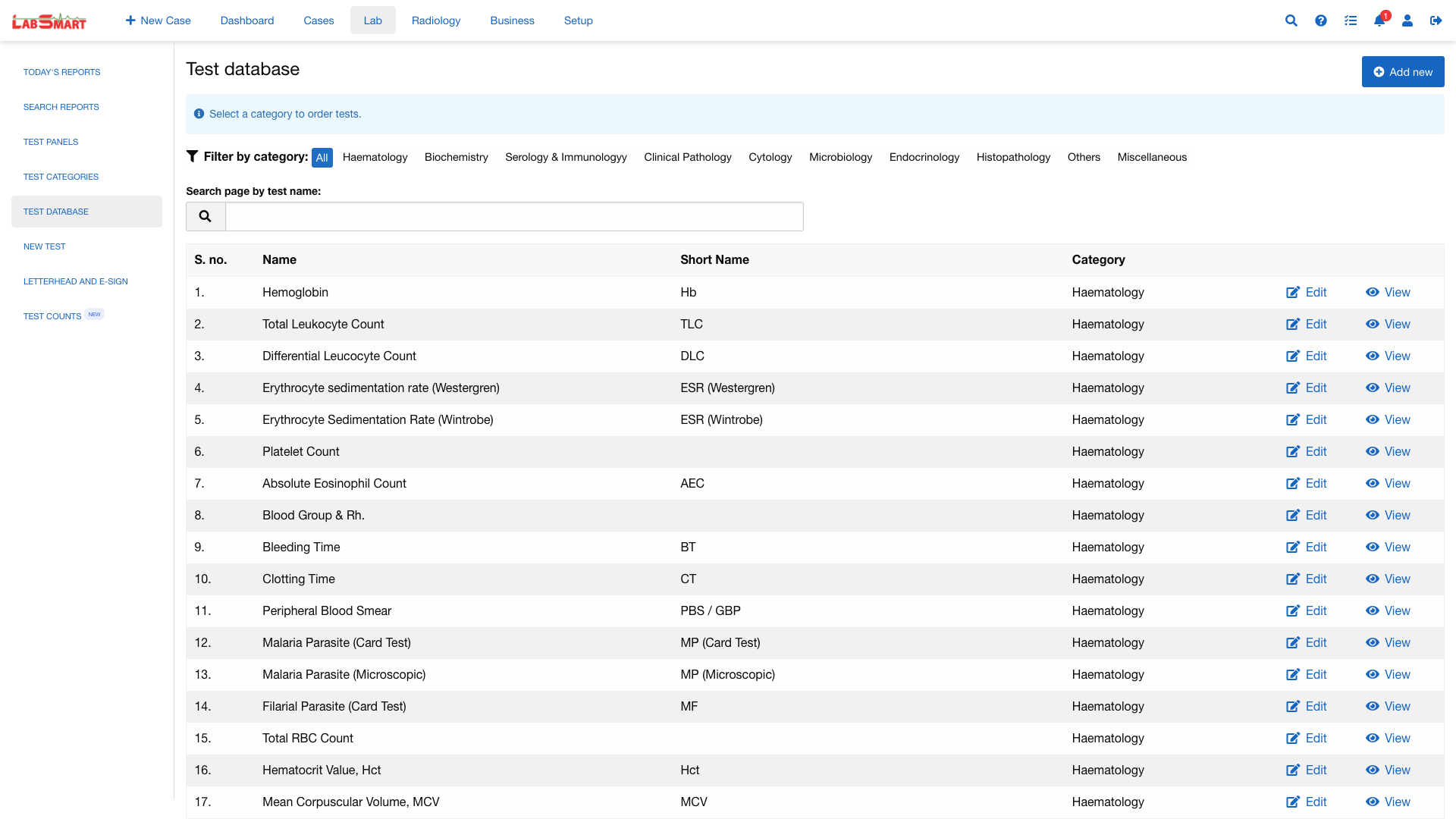 Pathology Lab reporting