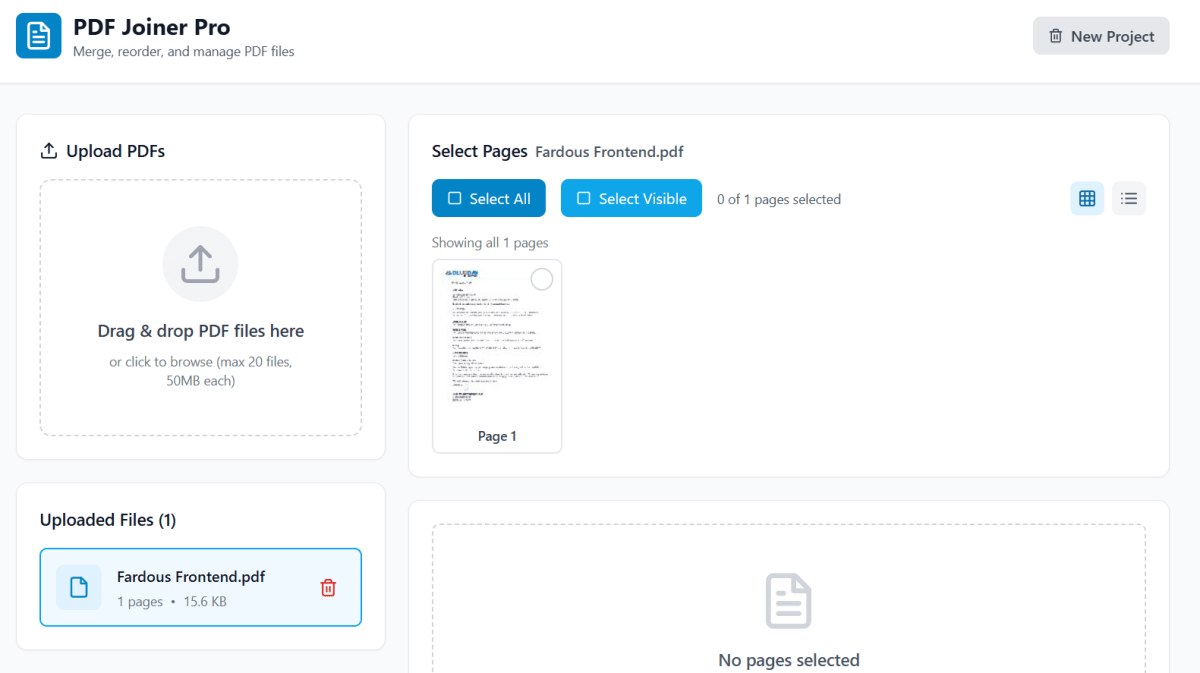PDF Joiner Tool - DOSIBridge Project Portfolio