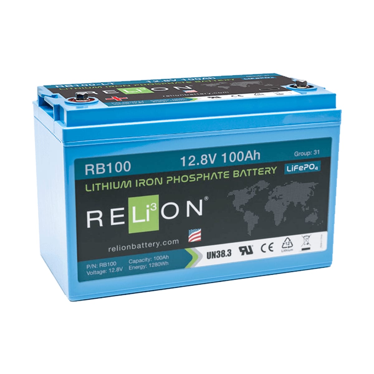 RELiON RB100 - 12V 100Ah Lithium Leisure Battery - nohma.com ⚡