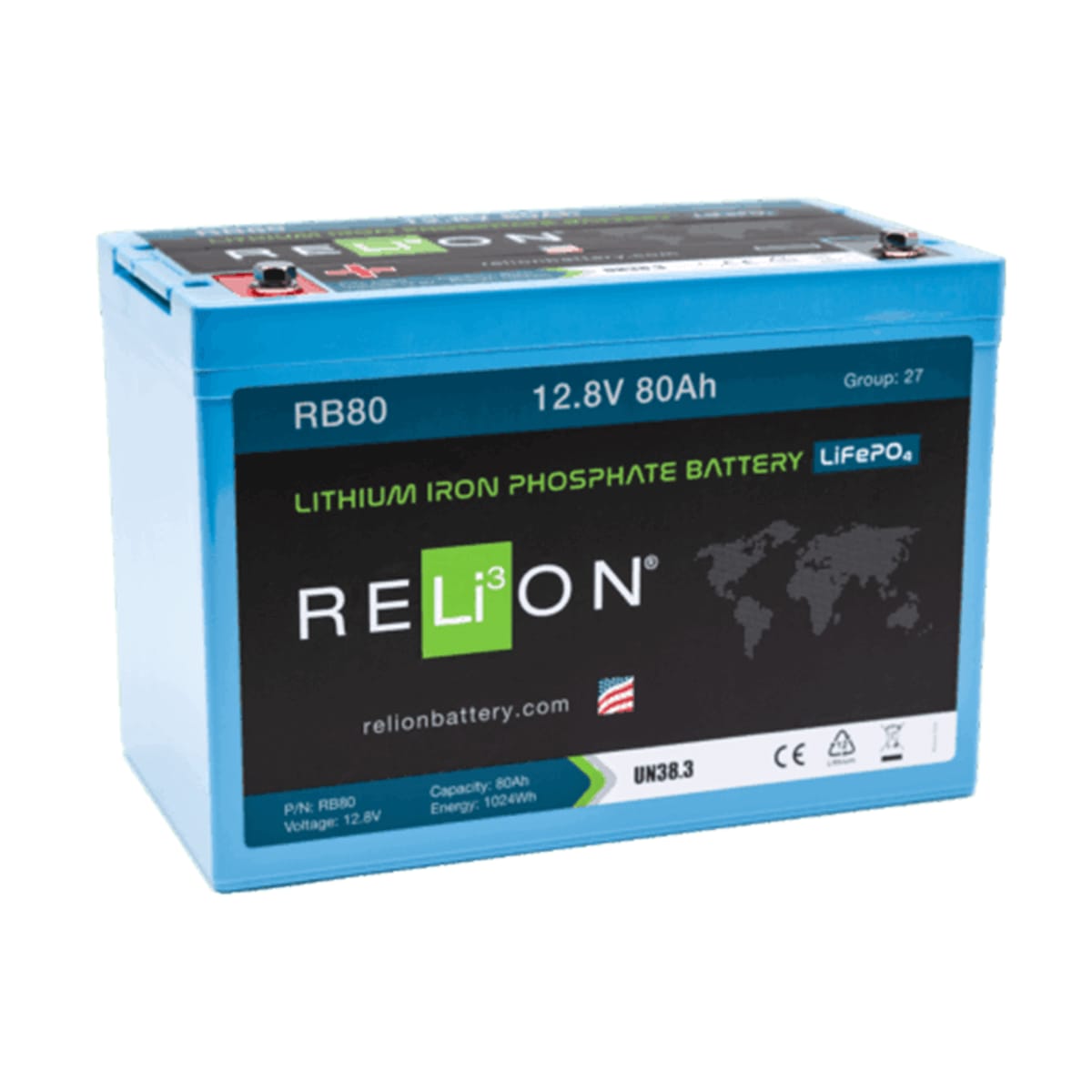 RELiON RB80 - 12V 80Ah Lithium Leisure Battery - nohma.com ⚡