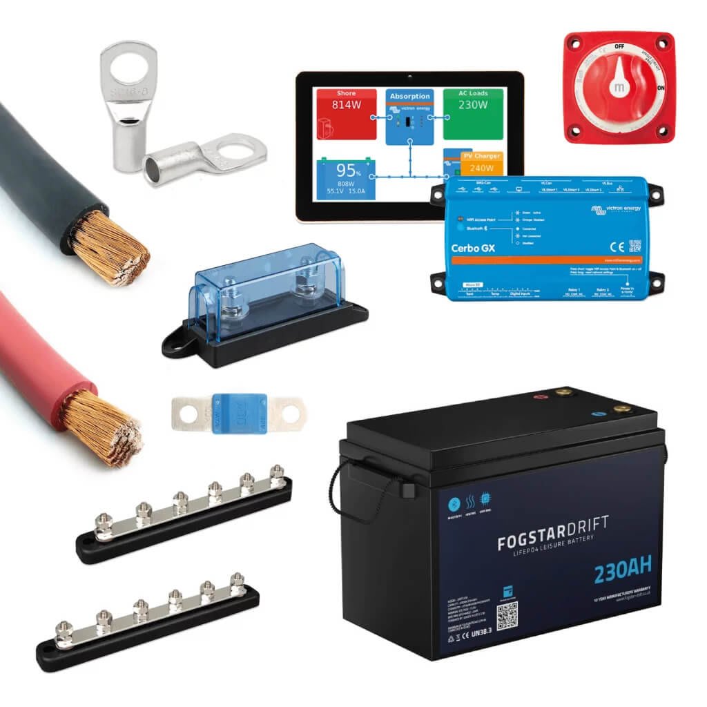 Fogstar lithium battery w. 150A busbar kit - Pick from 105Ah-280Ah ...