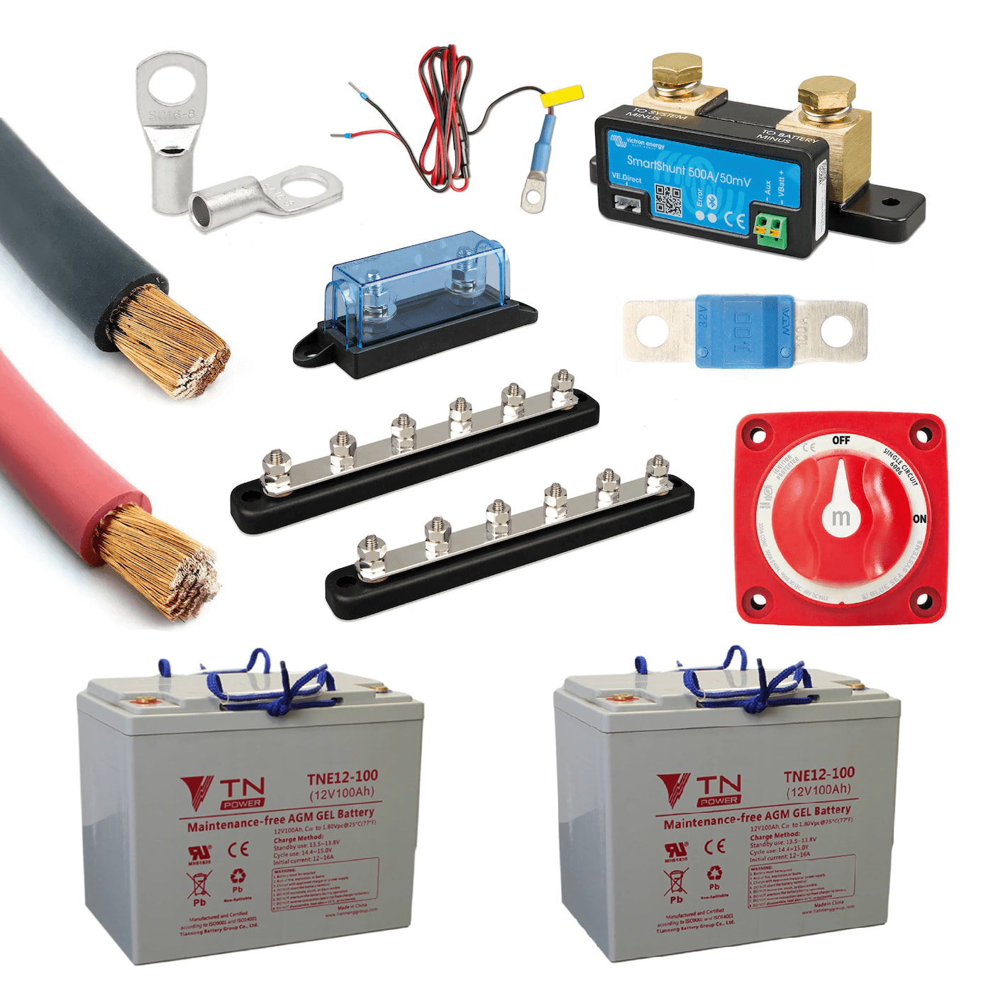 TN Power AGM battery w. 250A busbar 12V kit - nohma.com ⚡