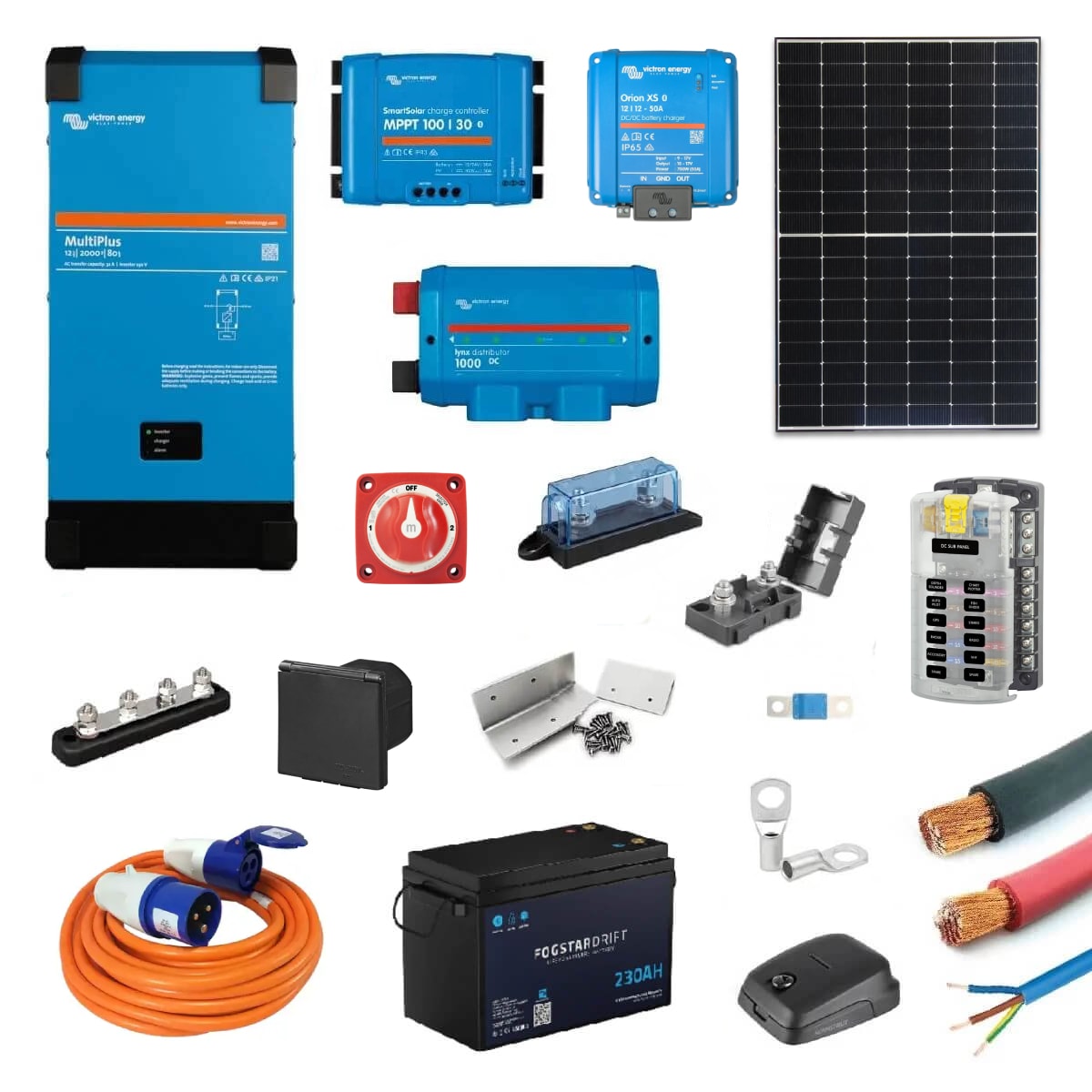 'Explorer Plus' campervan electrical kit inc. 2kVA inverter/charger
