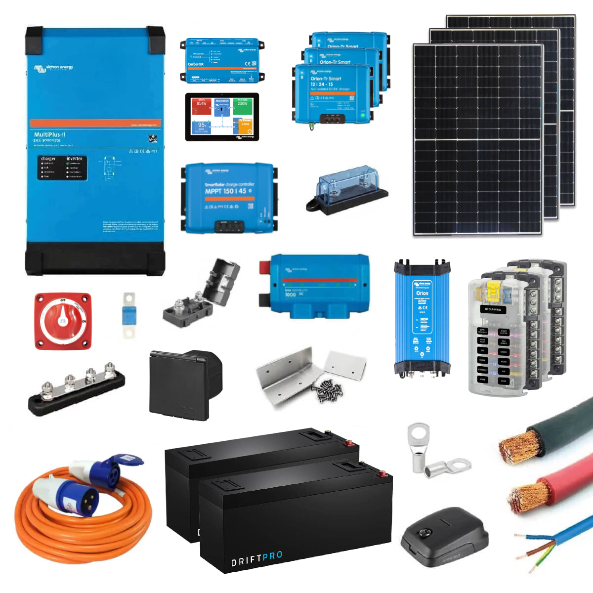 'Luxury Explorer' campervan electrical kit inc. 3kVA inverter/charger