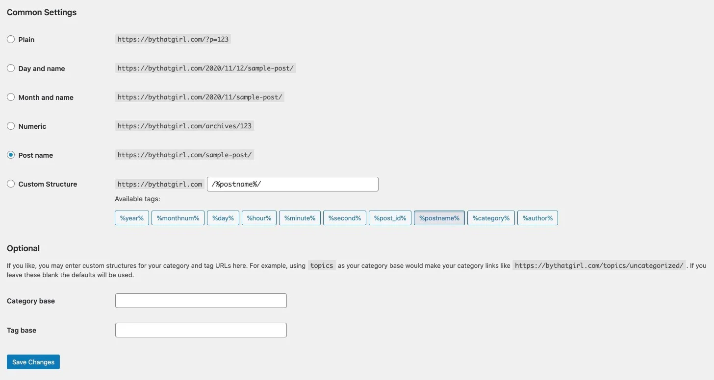 How to Set-Up Pretty URLs in WordPress by that girl