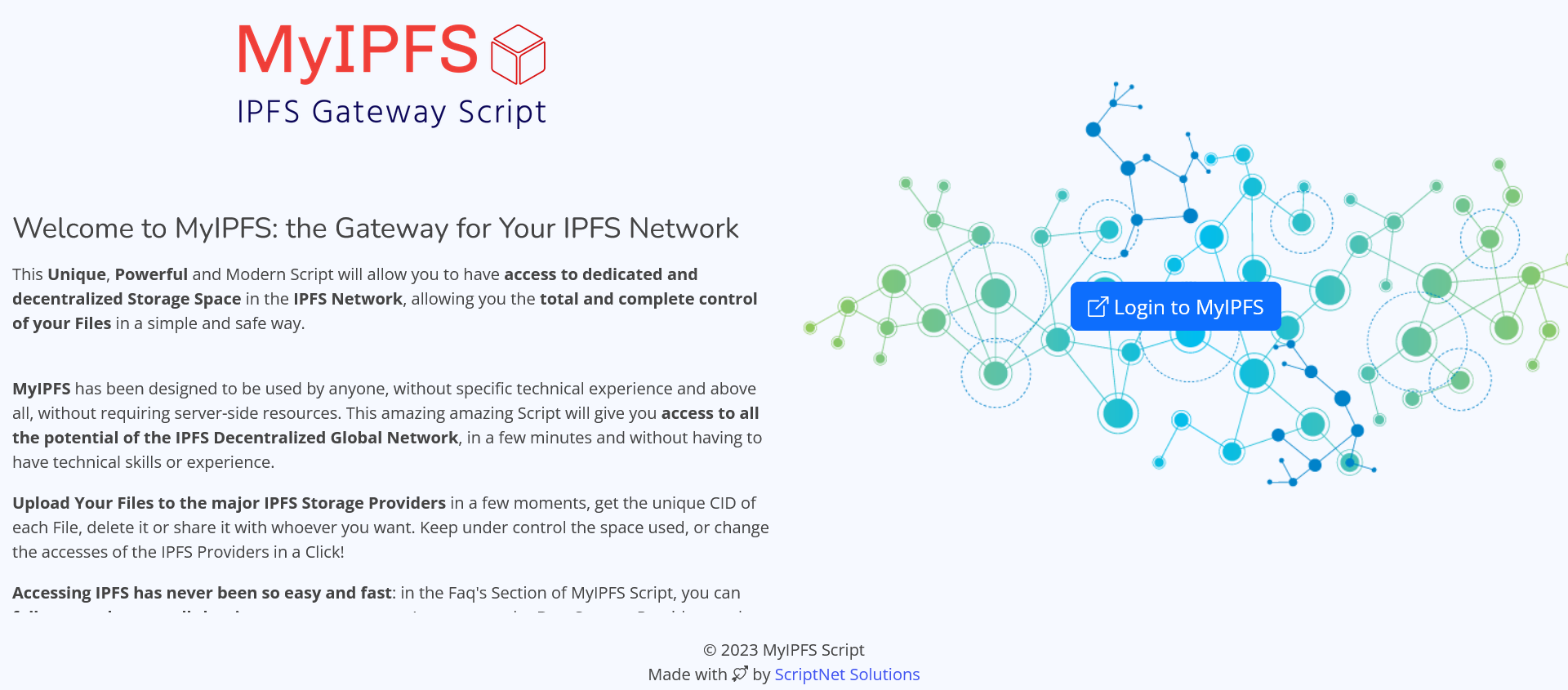 ScriptNet Solutions - MyIPFS, IPFS Storage Web Gateway